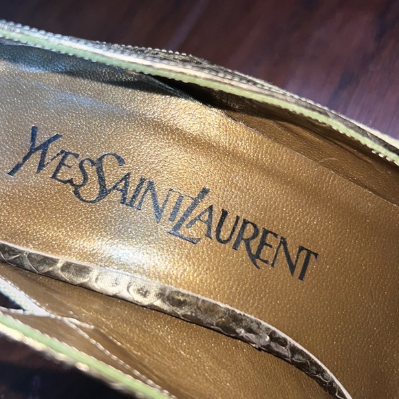 Yves Saint Laurent | Shoes | Ysl Yves Saint Laurent Khaki Linen Heels ...
